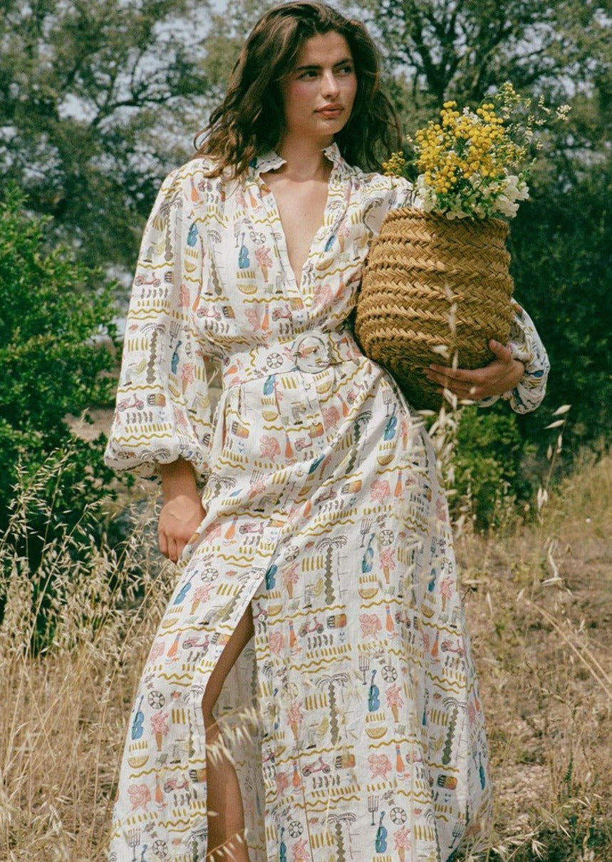 Palm Noosa | Linen Maxi Print Dress Noddy – OutDazl